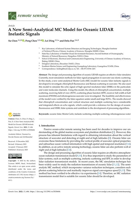 Pdf A New Semi Analytical Mc Model For Oceanic Lidar Inelastic Signals