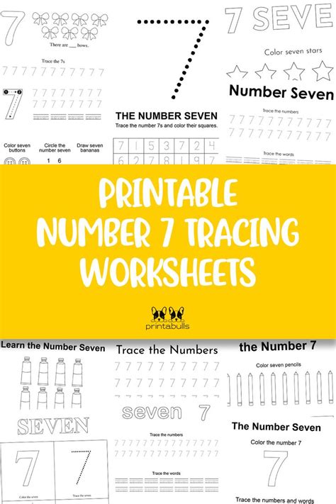 Number 7 Tracing Worksheets 15 FREE Pages Printabulls