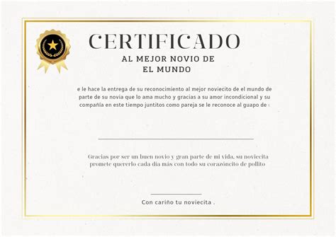 Certificado Al Mejor Novio Frases Bonitas Citas De Novio El Mejor
