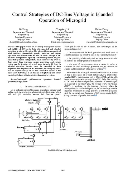 Pdf Control Strategies Of Dc Bus Voltage In Islanded Operation Of
