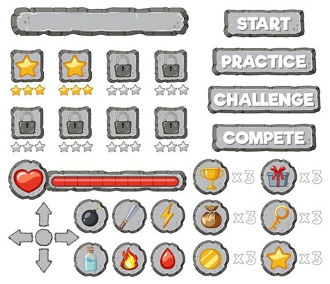 Free Vector Game Element Template Design Set