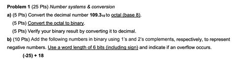 Solved Problem 1 25 Pts Number Systems And Conversion A 5