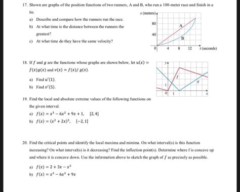 Solved 17 Shown Are Graphs Of The Position Functions Of Two
