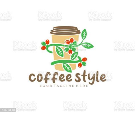 커피 종이 커피 컵 콩과 잎이 있는 커피 가지 그래픽 디자인 커피 하우스 카페 식물 과일 음식 음료 및 음료 벡터 디자인 및 그림 Robusta Coffee Crop에