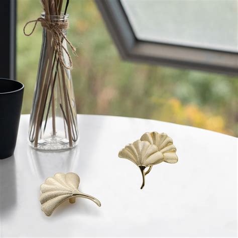 Ginkgo Leaf Shape Knob Handles，solid Metal Drawer Pulls，creative Decor Fitviso