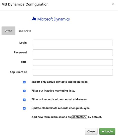 microsoft dynamics connector data settings act on connect home