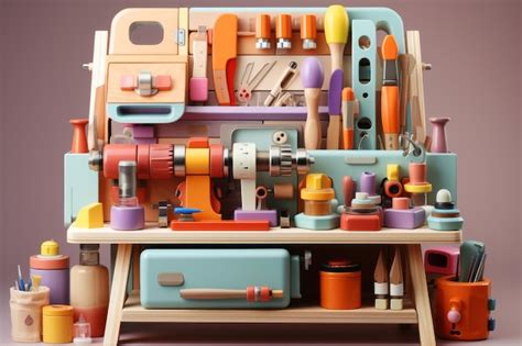 premium ai image wooden toy toolset fostering creativity and diy