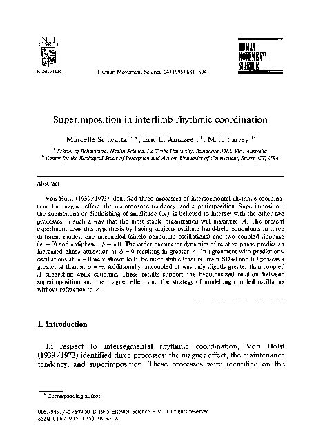 Pdf Superimposition In Interlimb Rhythmic Coordination