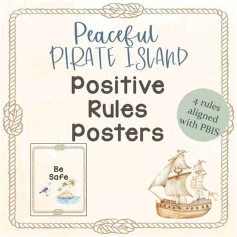 Peaceful Pirate Island Simple Positive Classroom Rules Posters Tpt