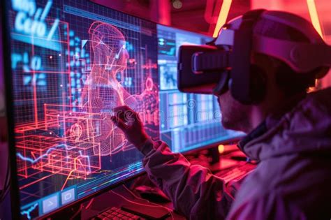 Digital Artist With Ai In Immersive Studio Aig60 Stock Image Image Of