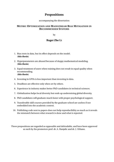 Pdf Metric Optimization And Mainstream Bias Mitigation In Recommender