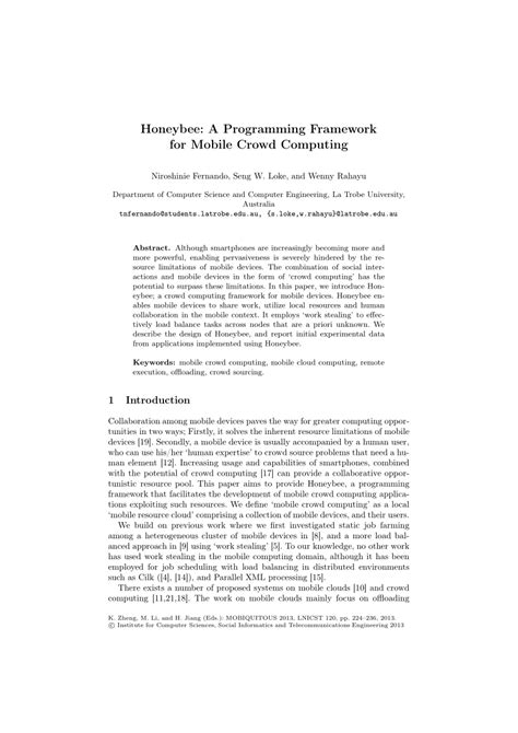 Pdf Honeybee A Programming Framework For Mobile Crowd Computing