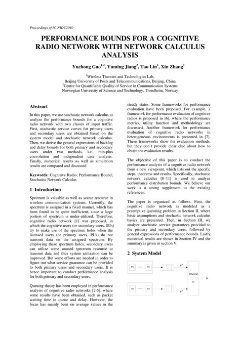 Pdf Performance Bounds For A Cognitive Radio Network With Network Calculus Analysis