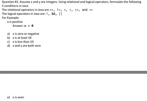 Solved Question 1 Assume X And Y Are Integers Using