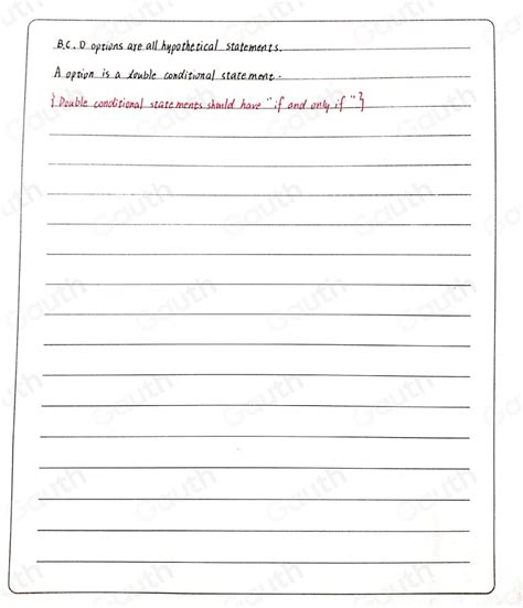 Solved Which Statement Is A Proper Biconditional Statement For The