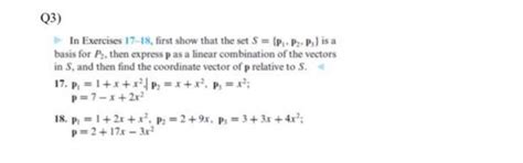 Solved Q3 In Exercises 17 18 First Show That The Set S Chegg Com