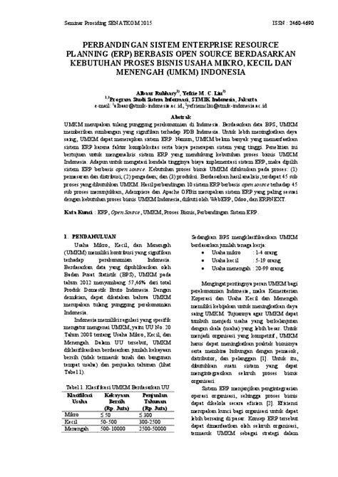 Pdf Perbandingan Sistem Enterprise Resource Planning Erp Berbasis