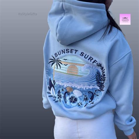 Sunset Surf Pullover Hoodie Etsy