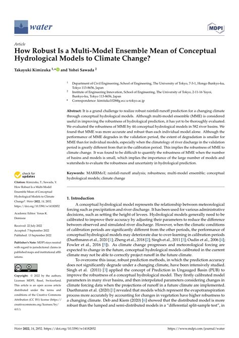 Pdf How Robust Is A Multi Model Ensemble Mean Of Conceptual