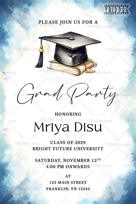 Graduation Party Invitation Backgrounds Blue Blue Cream Graduation