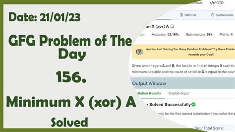 Minimum X Xor A C Gfg Daily Problem Youtube