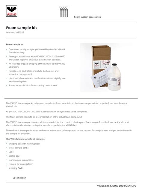 Foam Sample Kit Pdf
