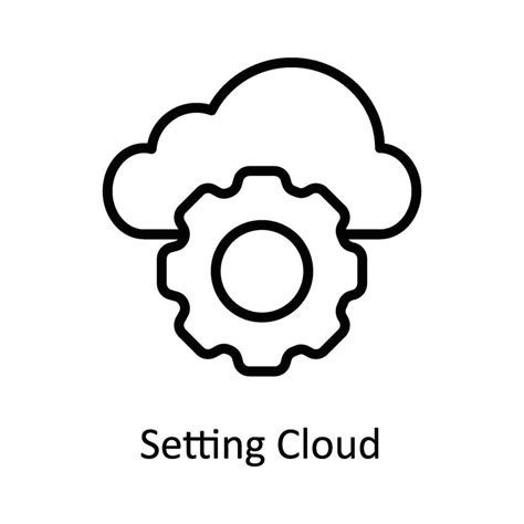 Setting Cloud Vector Outline Icon Design Illustration Cyber Security