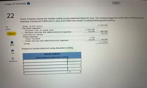 Solved Trevor Company Reports The Variable Costing Income