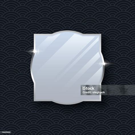 어두운 패턴 배경에 고립 된 실버 메이크업 거울 벡터 이랑 0명에 대한 스톡 벡터 아트 및 기타 이미지 0명 3차원 형태