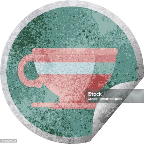 커피 컵 그래픽 벡터 일러스트 레이 션 원형 스티커 0명에 대한 스톡 벡터 아트 및 기타 이미지 0명 마실 것 만화