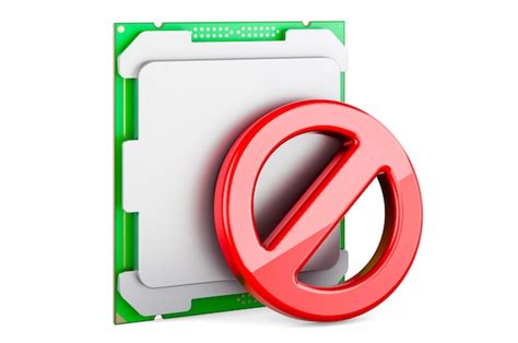 premium photo computer processor unit with forbidden symbol 3d rendering