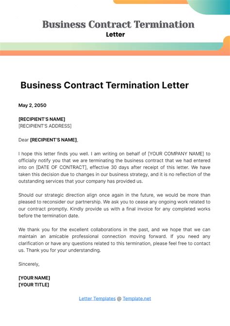 Free Business Contract Termination Letter Template To Edit Online