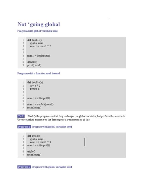 Local Variables Worksheet Pdf