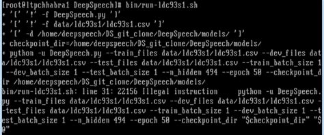 Illegal Instruction When Running Sample Training Deepspeech Mozilla