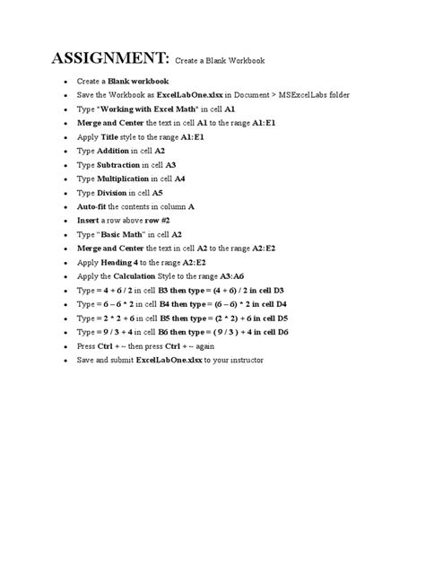 Excel Exercise Lab 1 Pdf