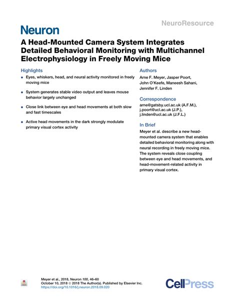Pdf A Head Mounted Camera System Integrates Detailed Behavioral