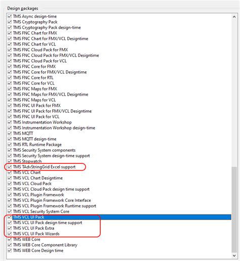 missing components tms smooth controls after update tms vcl ui pack
