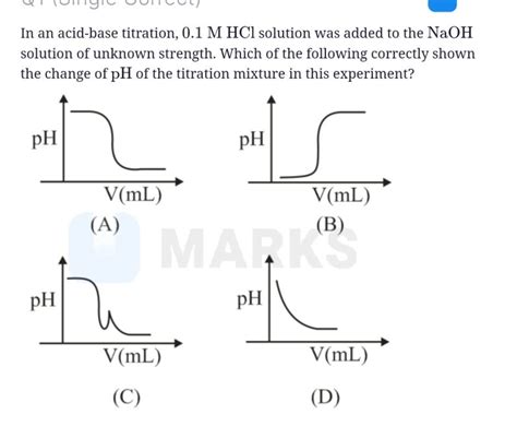 in an acid base titration 0 1 m hcl solution was added to the naoh solut