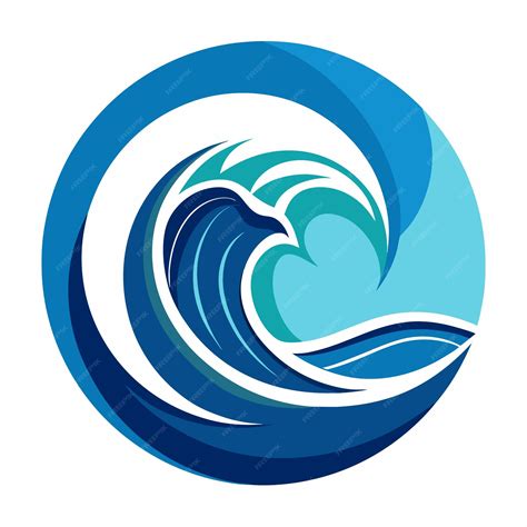 Abstract Blue Ocean Wave Design In Circular Frame Premium Ai Generated Vector