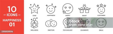 행복 기쁨 웰빙 사랑 축하 고객 만족도 및 긍정적인 감정을 묘사하는 선 아이콘입니다 Mental Wellbeing에 대한 스톡 벡터 아트 및 기타 이미지 Istock