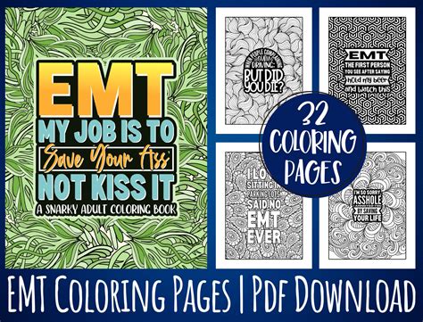 Emt Coloring Book Pages For Women Men Funny Appreciation Printable
