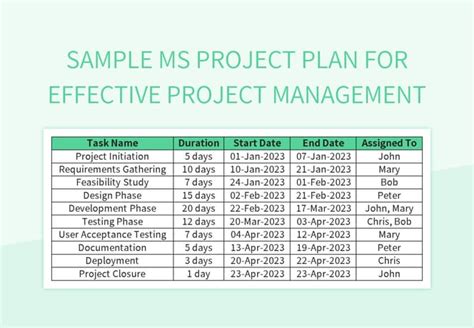 Sample Ms Project Plan For Effective Project Management Excel Template
