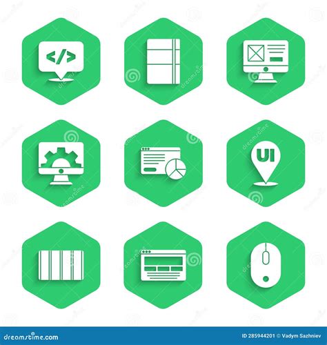 Set Website Statistic Ui Or Ux Design Computer Mouse Color Palette Guide Development And
