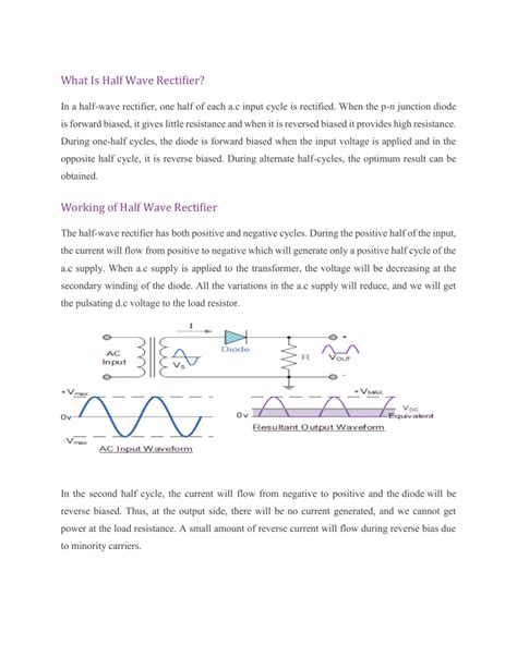 Half And Full Wave Rectifiers Principles And Applications