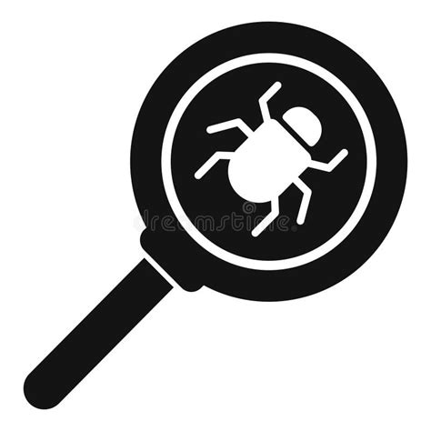 Magnifying Glass Focusing On A Computer Bug Representing Cybersecurity Threat Stock Vector