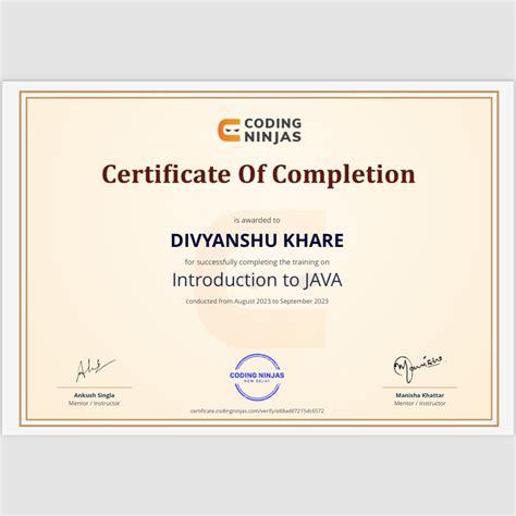 Divyanshu Khare On Linkedin Codingninjas Java Certification