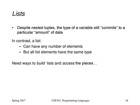 Cse341 Programming Languages Lecture 2 Functions Pairs Lists Ppt