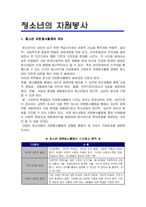 자원봉사론 청소년 자원봉사활동의 문제점과 정책 방안 사회과학