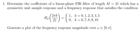 Solved Determine The Coefficients Of A Linear Phase FIR Chegg