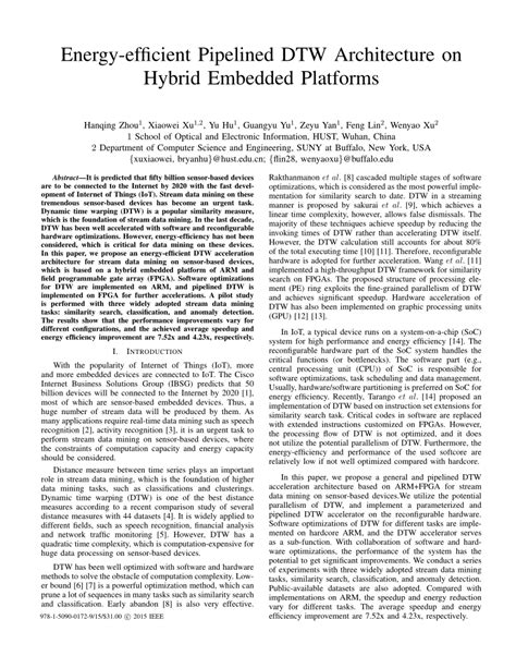 Pdf Energy Efficient Pipelined Dtw Architecture On Hybrid Embedded